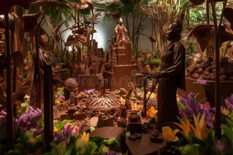 Chocolate Garden, with Sculptures of Plants and Flowers Made from ...
