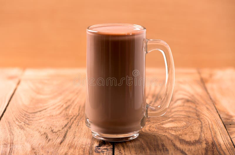 Chocolate in Glass on Wood Table Stock Image - Image of tasty, whey ...