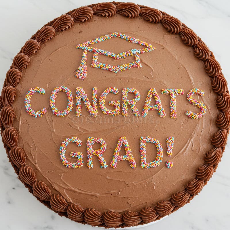 Chocolate Graduation Cake with Sprinkles Stock Illustration ...