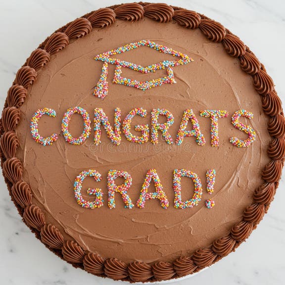 Chocolate Graduation Cake with Sprinkles Stock Illustration ...