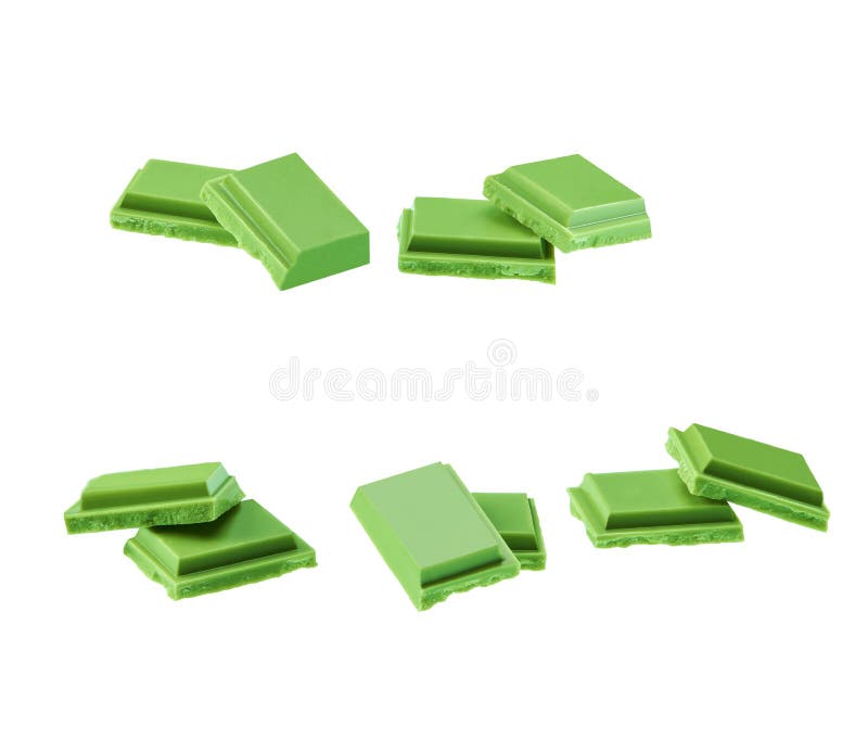 Chocolate with Green Tea Pieces Isolated on White Background Stock ...