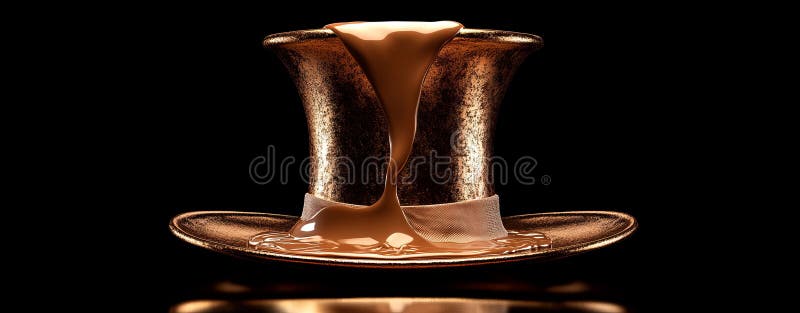 A Chocolate Hat is Elegantly Depicted As it Melts on a Dark Background ...