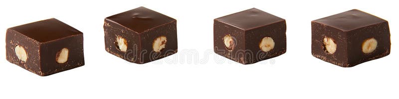 Chocolate Hazelnut Candy Cubes - Isolated on White Stock Photo ...