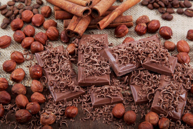 Chocolate, Hazelnut, Coffee And Cinnamon. Stock Photo - Image of brown ...