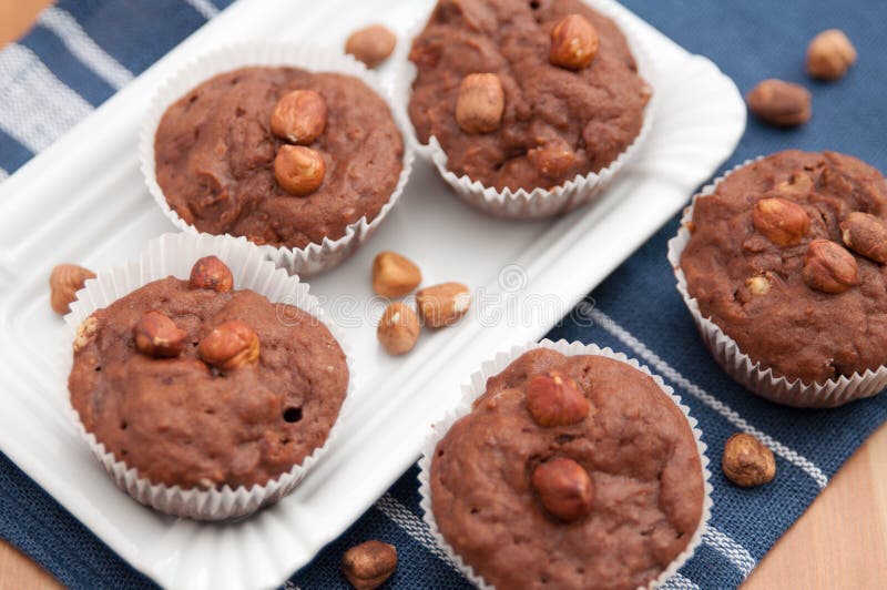 Chocolate Hazelnut Muffins stock photo. Image of calories - 37692942