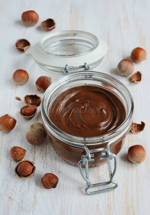 Chocolate Hazelnut Spread in a Glass Jar Stock Image - Image of cocoa ...