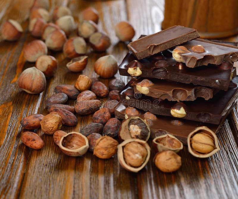 Chocolate with hazelnuts stock image. Image of gastronomy - 28227693