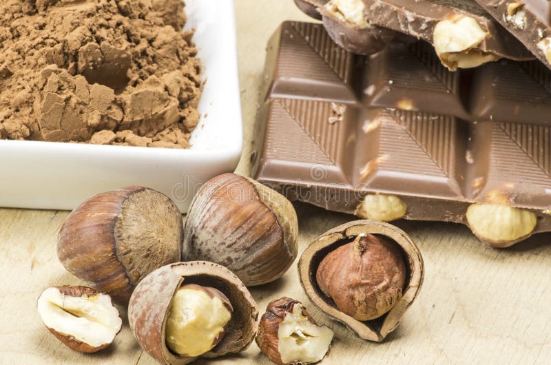 Chocolate and hazelnuts stock image. Image of cacao, hazelnut - 31935207