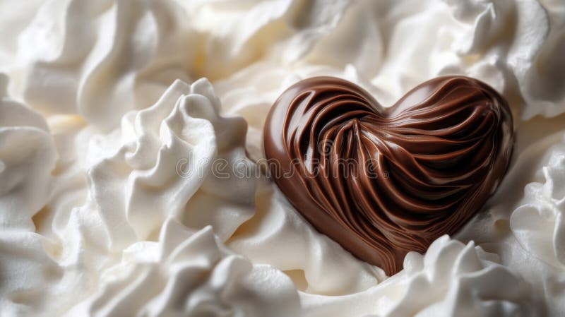 Chocolate Heart on a Bed of Whipped Cream Stock Illustration ...