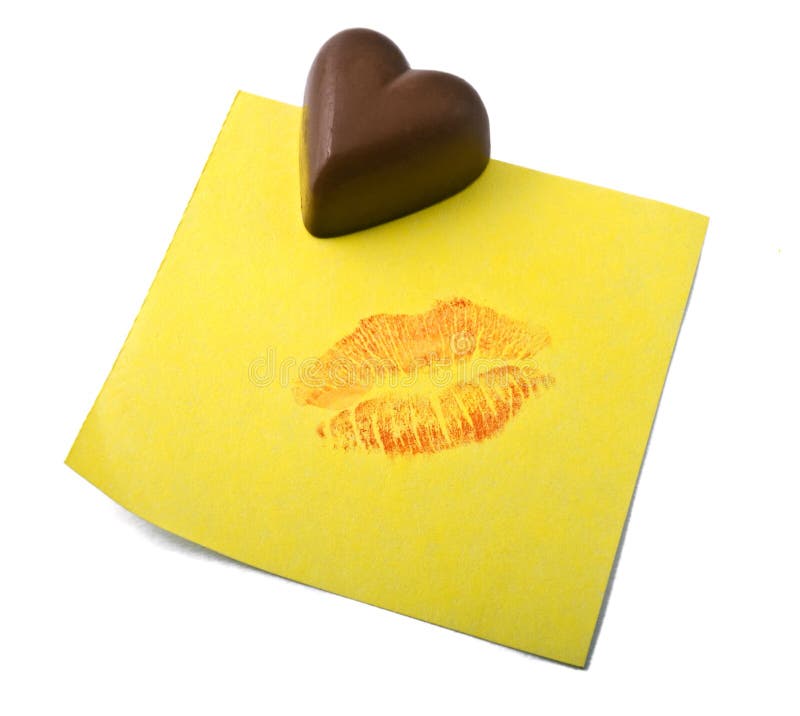 Chocolate heart note stock image. Image of affection, kiss - 7257625