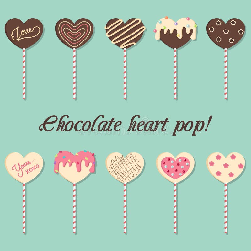 Chocolate heart pop stock vector. Illustration of hearts - 65171423