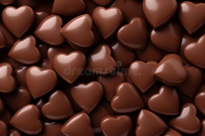 Chocolate Heart Shaped Candy Texture. Sweet Chocolate Hearts Background ...