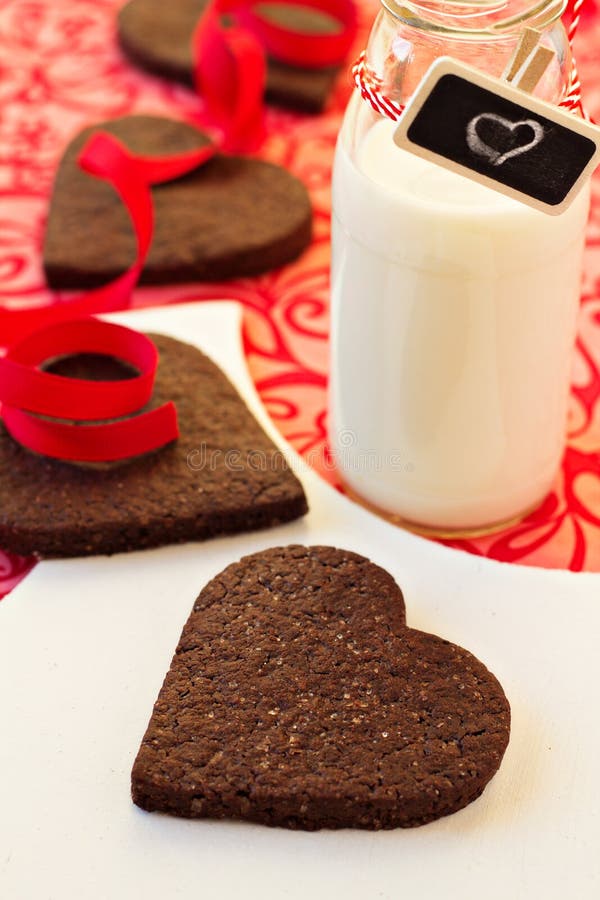 Chocolate Heart-shaped Cookies Stock Photo - Image of sweet, heart ...