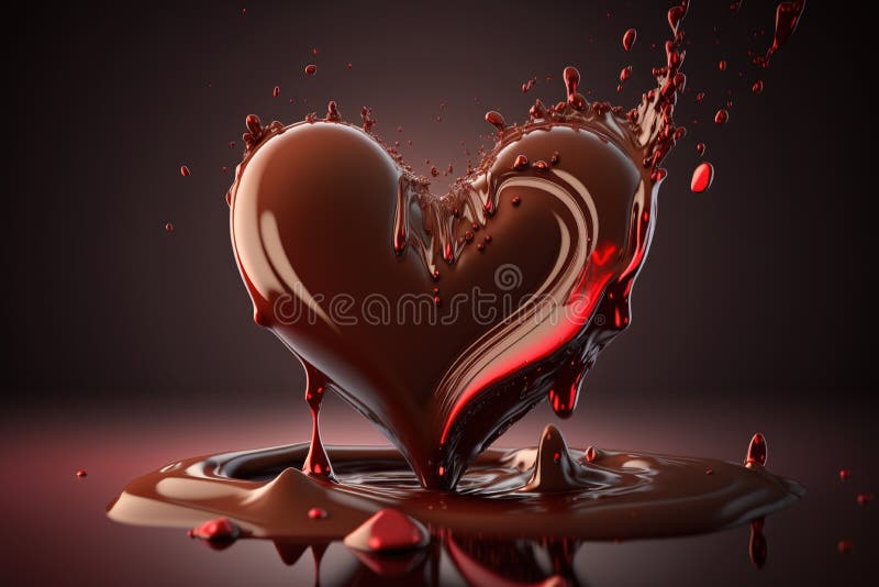 Chocolate Heart Splash. Generative AI Stock Illustration - Illustration ...