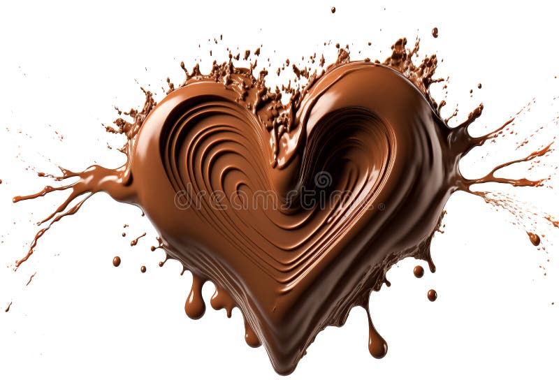 Chocolate Heart Splash. Liquid Chocolate in the Shape of a Love Heart ...