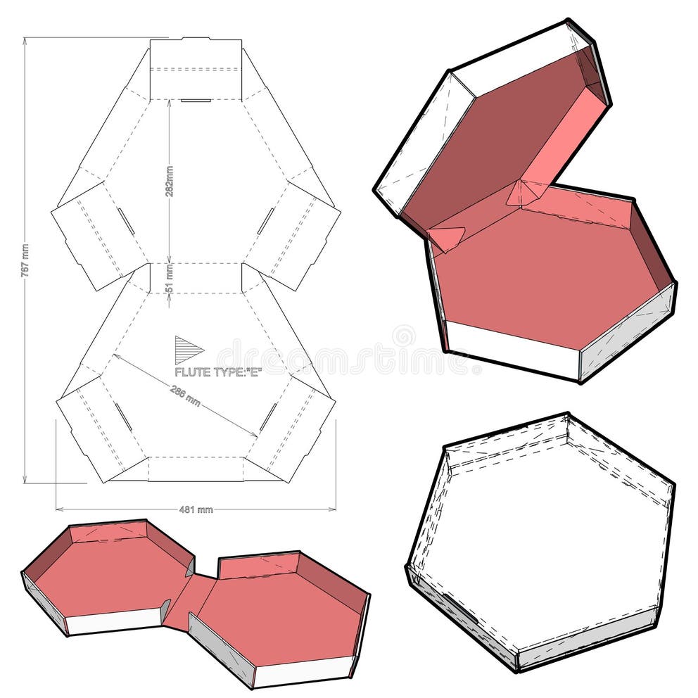 Hexagonal Box Die Cut Pattern Stock Illustrations – 292 Hexagonal Box ...