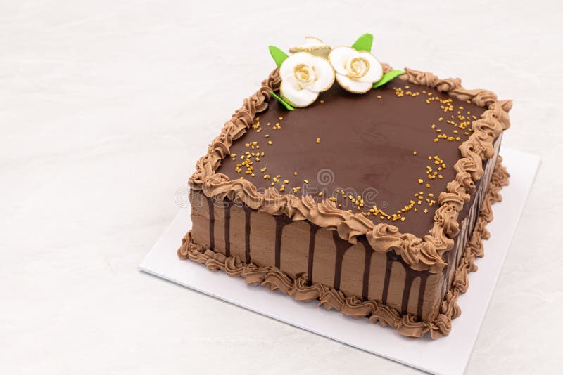 Chocolate Homemade Cake on the Grey Marble Table Stock Image - Image of ...