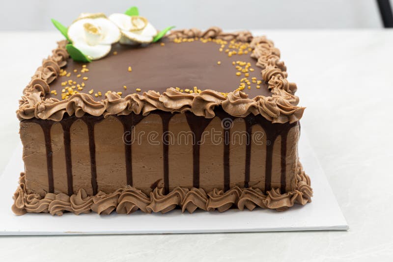 Chocolate Homemade Cake on the Grey Marble Table Stock Image - Image of ...