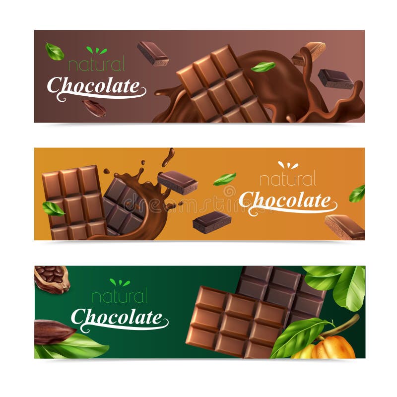 Chocolate Horizontal Banners Stock Vector - Illustration of composition ...