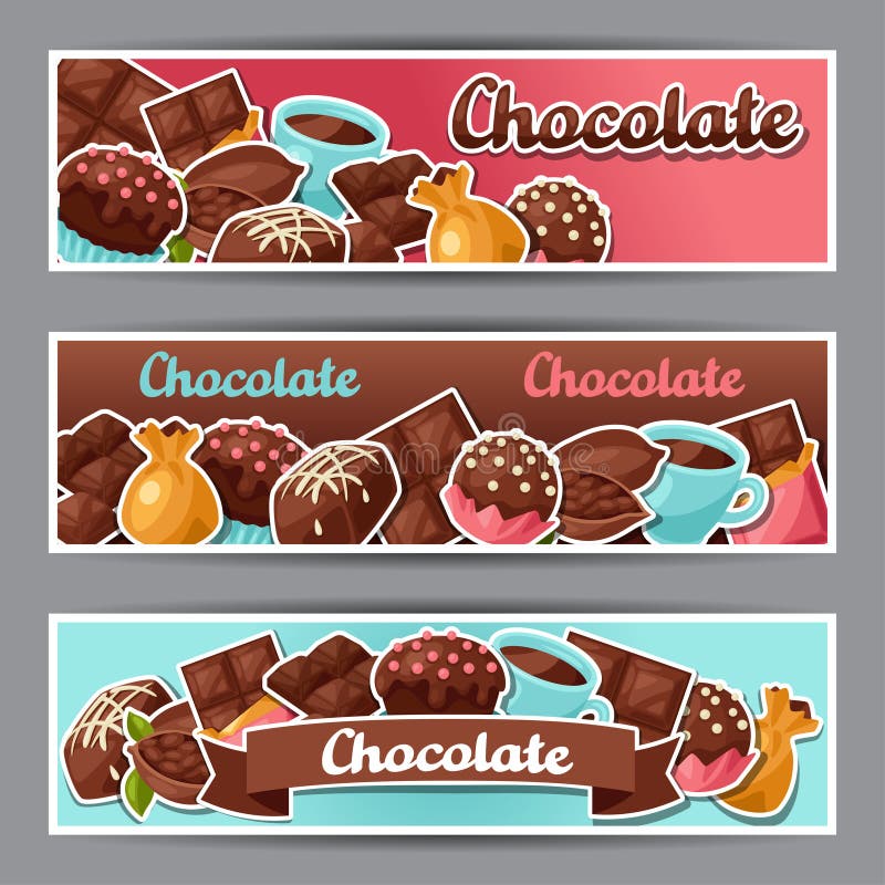 Chocolate Horizontal Banners Stock Vector - Illustration of composition ...