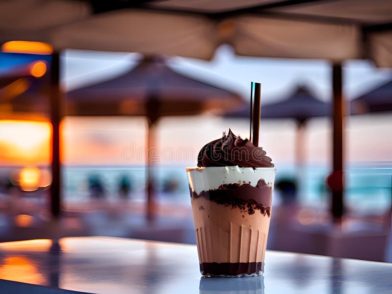 Chocolate Ice Cream at the Beach in Summer Stock Photo - Image of water ...