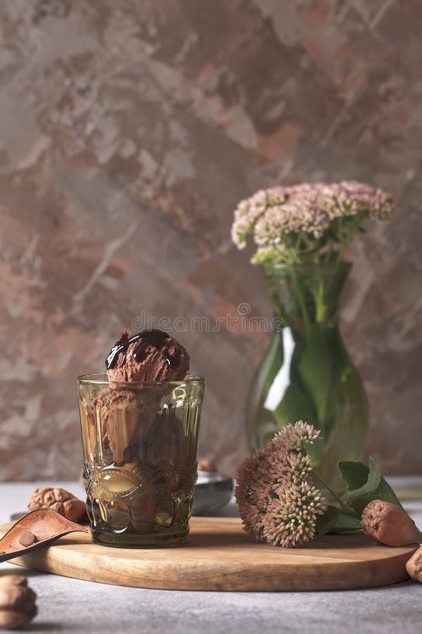 Chocolate Ice Cream. Ice Cream with Caramel Stock Image - Image of ...