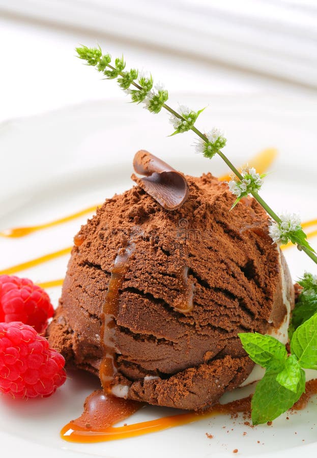 Chocolate Ice Cream with Caramel Stock Image - Image of cocoa ...