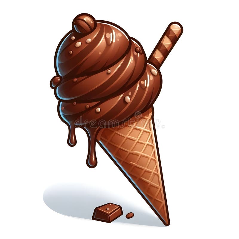 Chocolate Ice Cream Cone on a W Bundle Stock Illustration ...