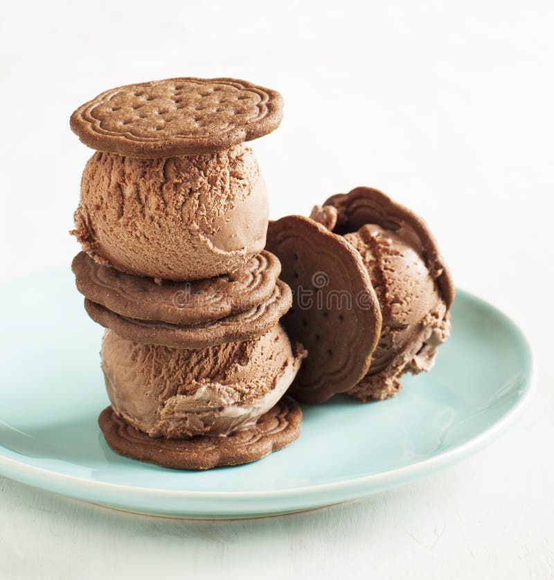 Chocolate Ice Cream Cookies Stock Image - Image of portion, flavor ...