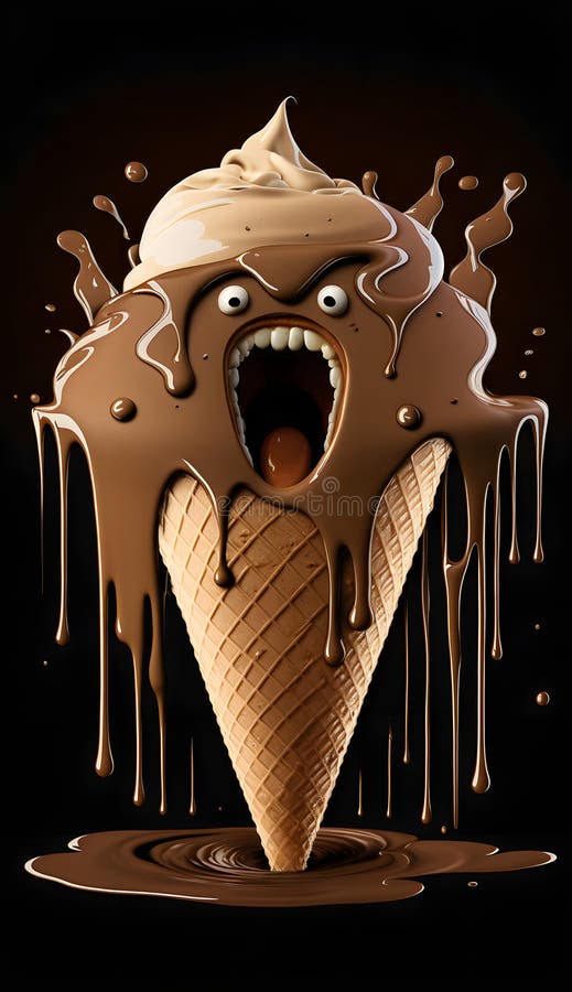 Chocolate Ice Cream with Emoji. Generative AI Stock Illustration ...