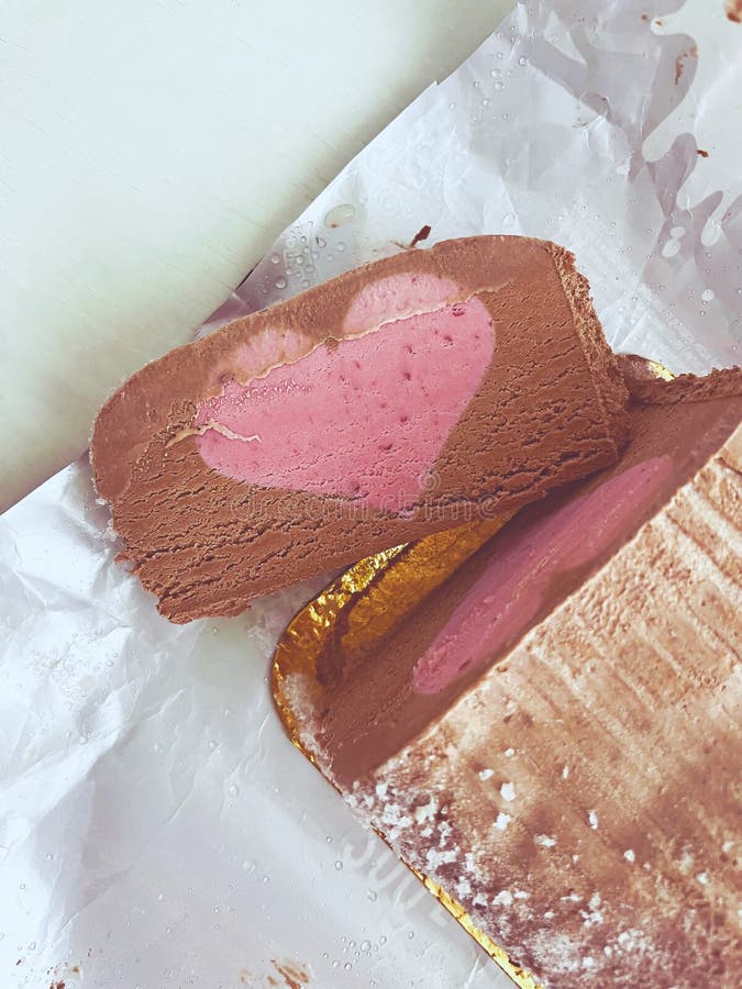 Chocolate Ice Cream with a Heart Pattern Inside Stock Photo - Image of ...