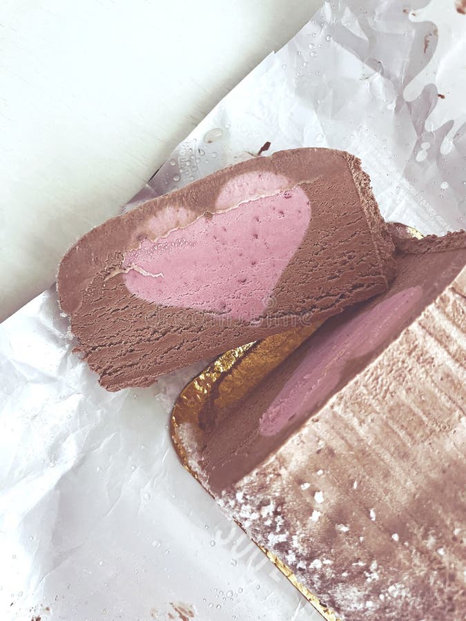 Chocolate Ice Cream with a Heart Pattern Inside Stock Photo - Image of ...