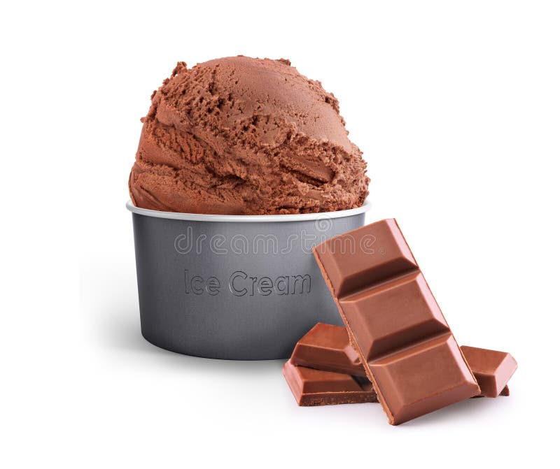 Chocolate Ice Cream in a Paper Cup with Chocolate Stock Photo - Image ...