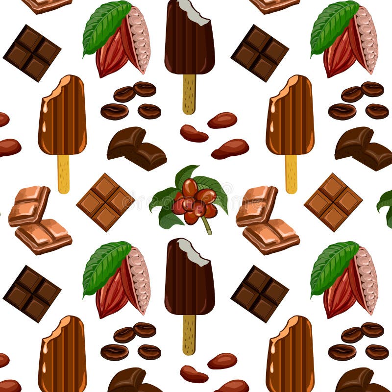 Chocolate and Ice Cream in a Pattern. Stock Vector - Illustration of ...