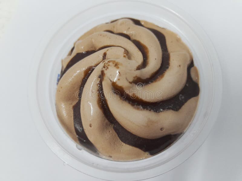 Chocolate Ice Cream Placed in a Round Plastic Cup Stock Image - Image ...