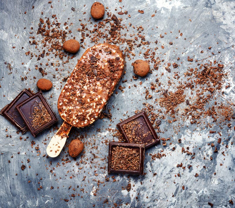 Chocolate ice cream stock photo. Image of flavour, frosty - 147968488