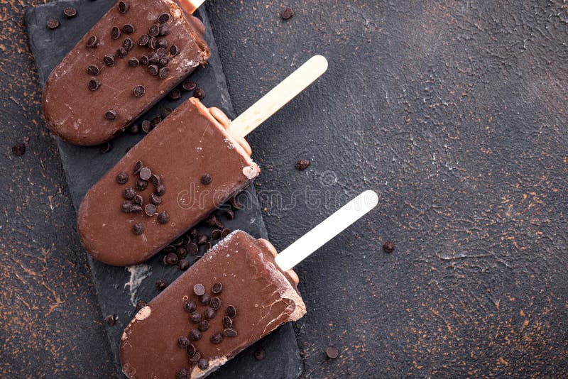 Chocolate Ice Cream Popsicles in Glaze Stock Photo - Image of homemade ...