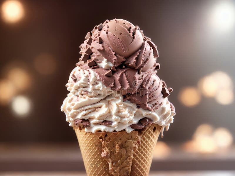 Chocolate Ice Cream Scooped Out of the Container. Generative AI Stock ...