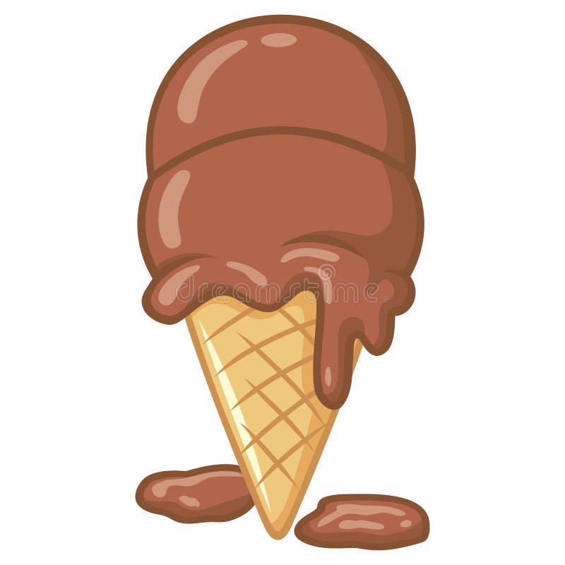 Ice Cream Chocolate Ball Scoop Melting Illustration Cartoon Vector ...