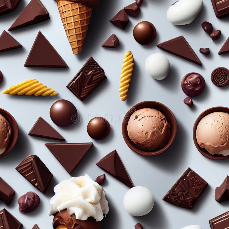 Chocolate Ice Cream on Seamless Texture Tile Stock Illustration ...