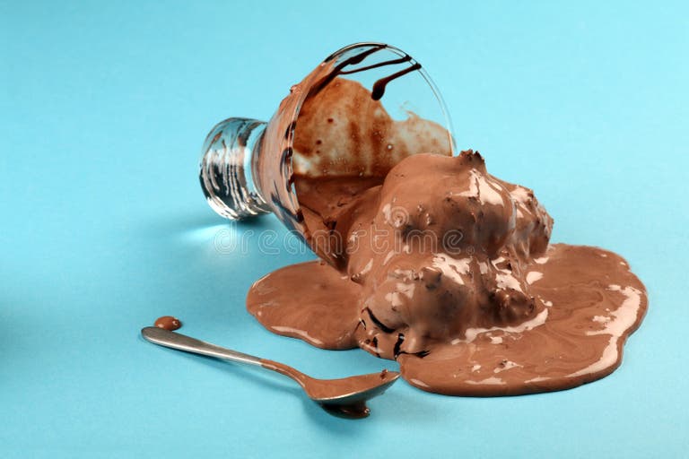 Chocolate Ice Cream Spilled Stock Photo - Image of blue, brown: 22661270