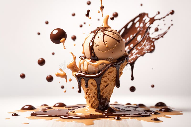 Chocolate Ice Cream Splashes Dynamic Celebration Yummy Refreshing Stock ...