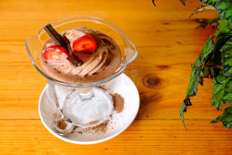 Chocolate Ice Cream in a Sundae Dish, Top View Stock Photo - Image of ...