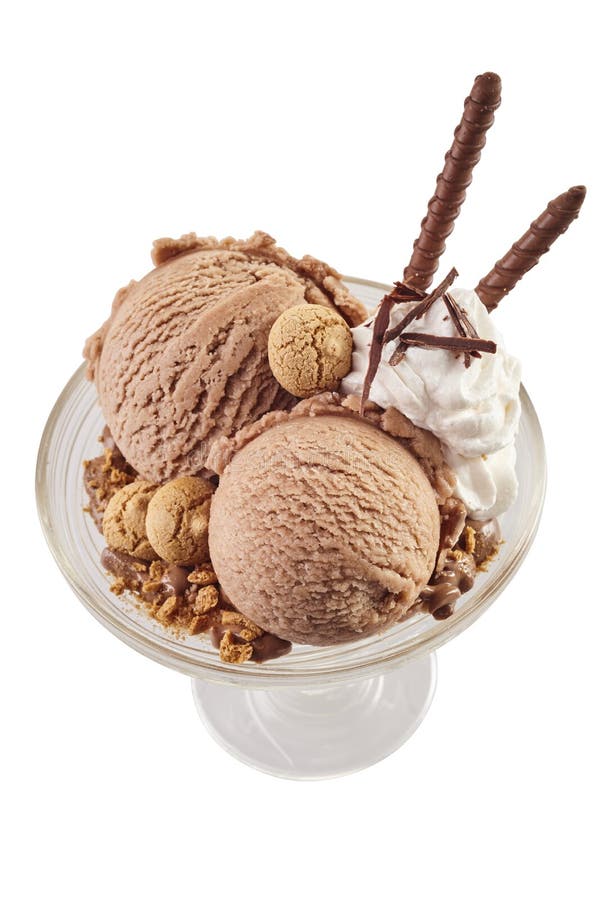 Chocolate Ice-cream Sundae on White Background Stock Image - Image of ...