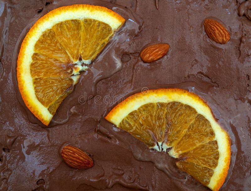 Chocolate Ice Cream Texture. Slices of Orange Stock Image - Image of ...