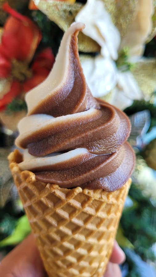 Chocolate Ice Cream Twirl on a Cone Stock Image - Image of cone, twirl ...