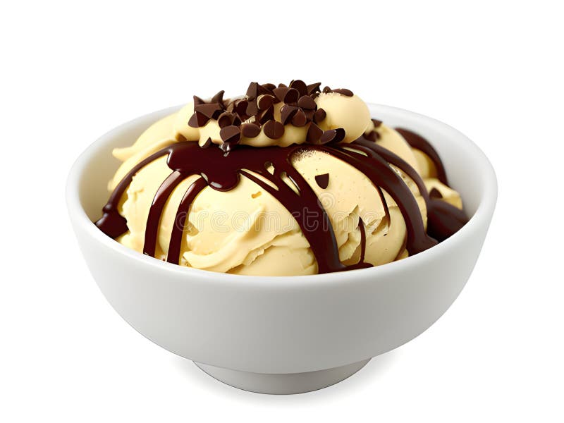 Chocolate Ice Cream with Whipped Cream and Chocolate Topping, Ai ...