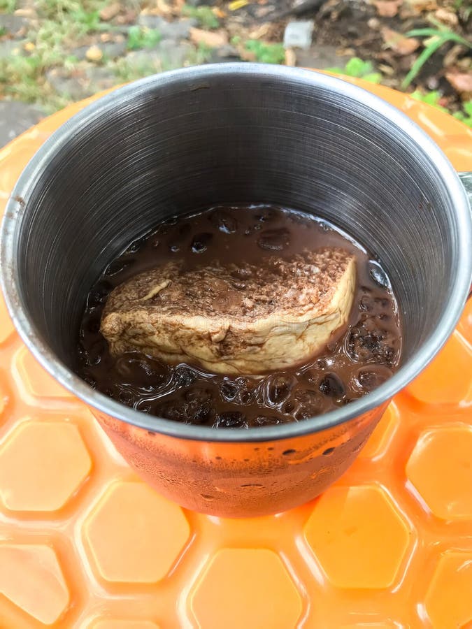 Chocolate Ice Mixed with White Bread Stock Photo - Image of drink ...