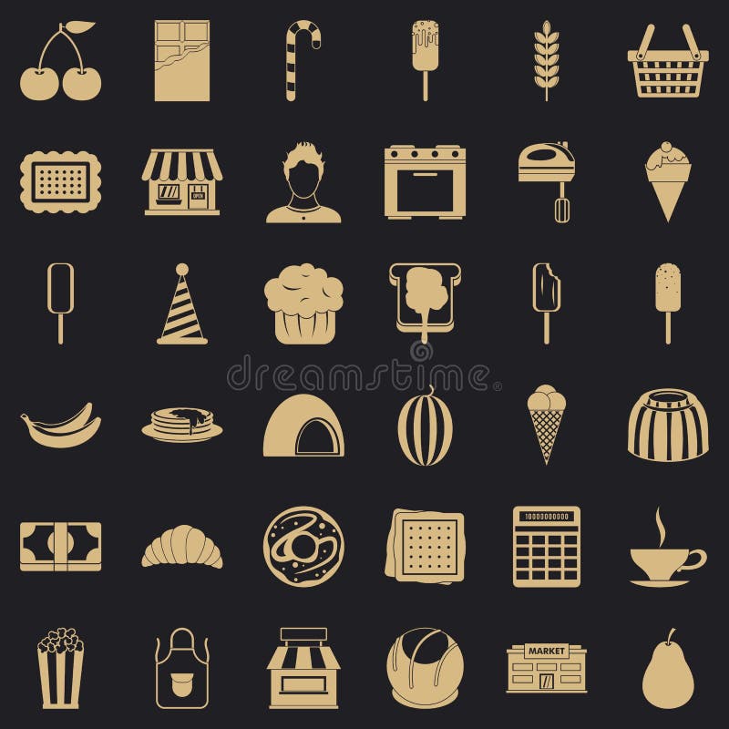 Chocolate Icons Set, Simple Style Stock Vector - Illustration of ...