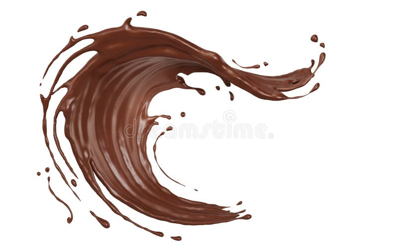 Chocolate Isolated Splashes Wave. 3D Render Illustration Stock ...